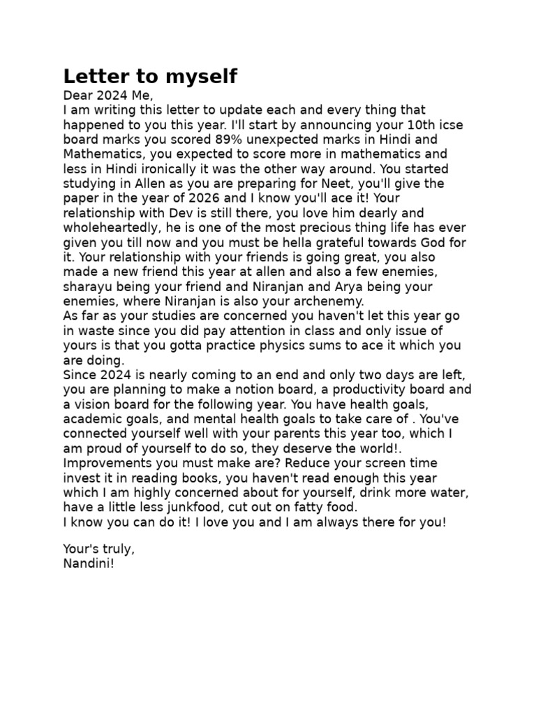 Letter to Myself | PDF