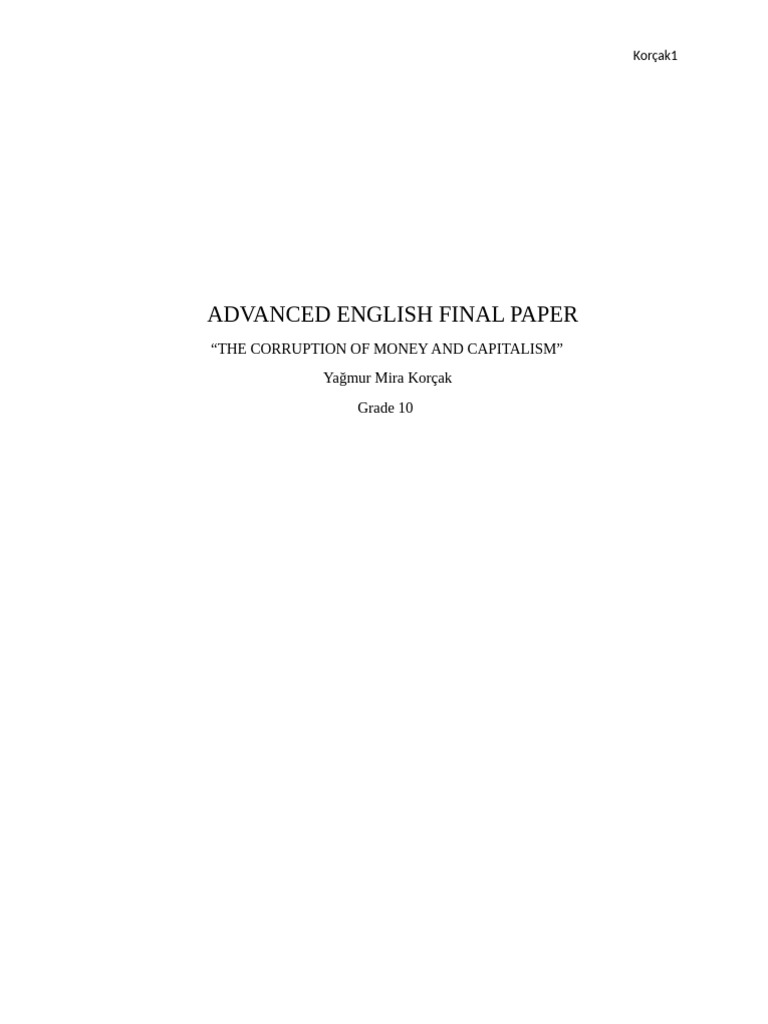Advanced English Final Paper | PDF | Capitalism | Corruption