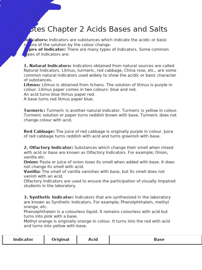 Notes Chapter 2 Acids Bases and Salts | PDF | Sodium Bicarbonate | Acid