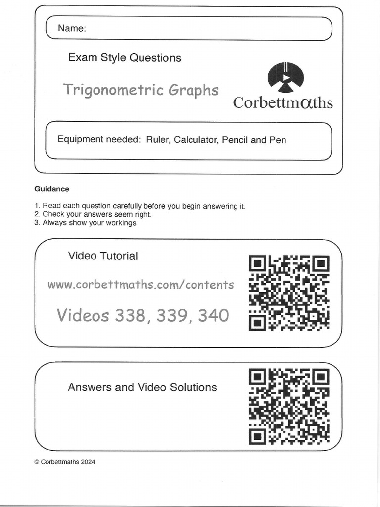 Trig Graphs Answers | PDF