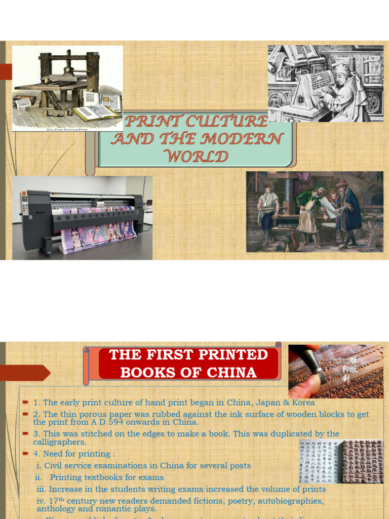 Evolution of Print Culture in Asia and Europe | PDF | Printing | Books