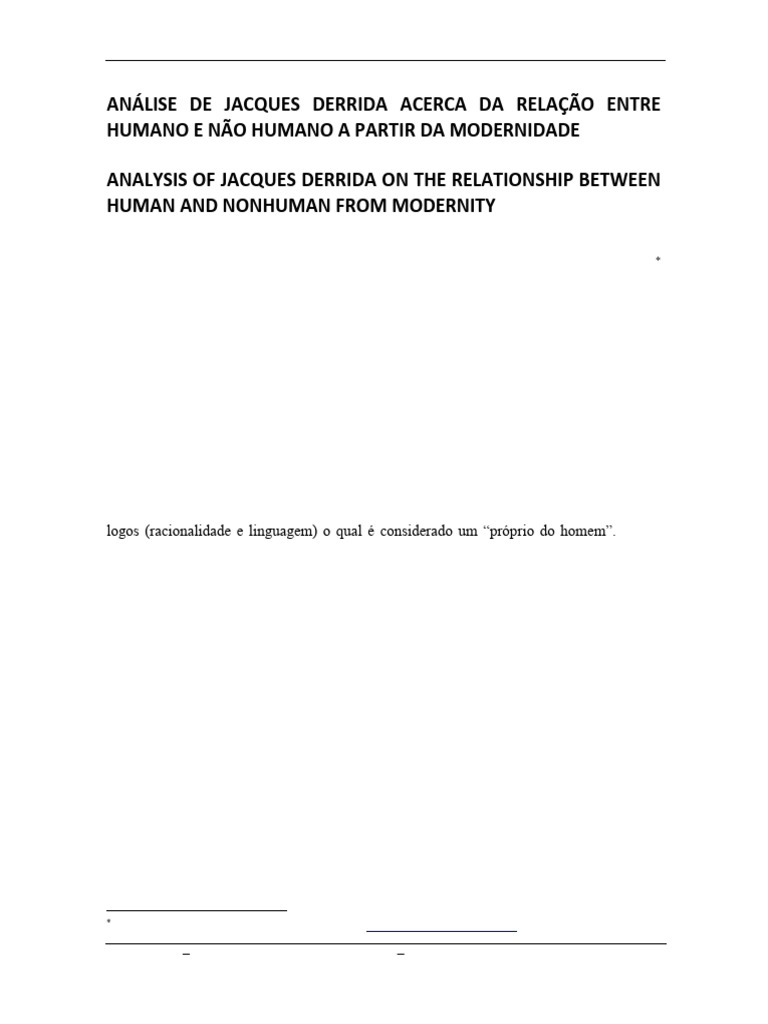 Derrida: Humano e Não Humano na Modernidade | PDF | Desconstrução ...