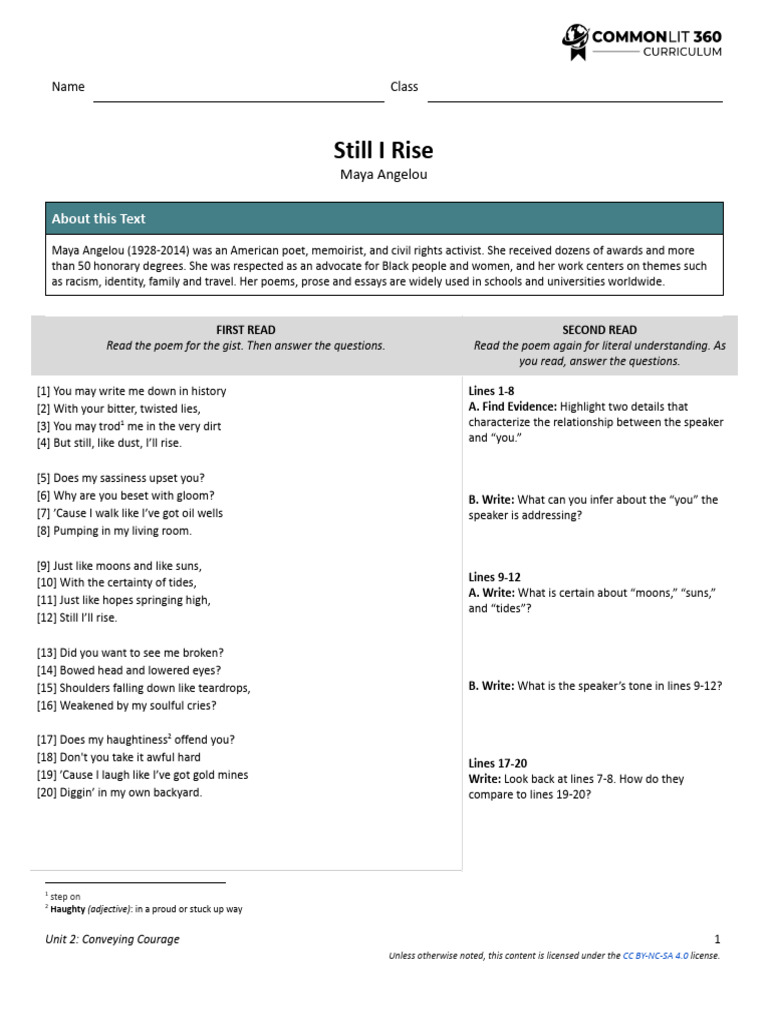11 Still I Rise STUDENT | PDF