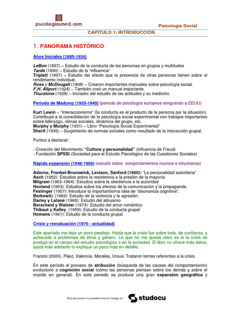 resumen-capitulo1-14-psicologia-social | PDF | Psicología Social | Experimentar