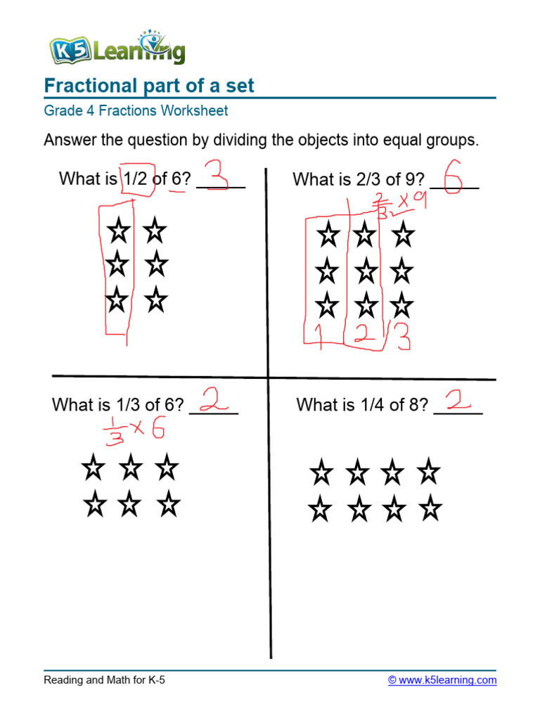 Shaded Part Fractions Worksheet | PDF