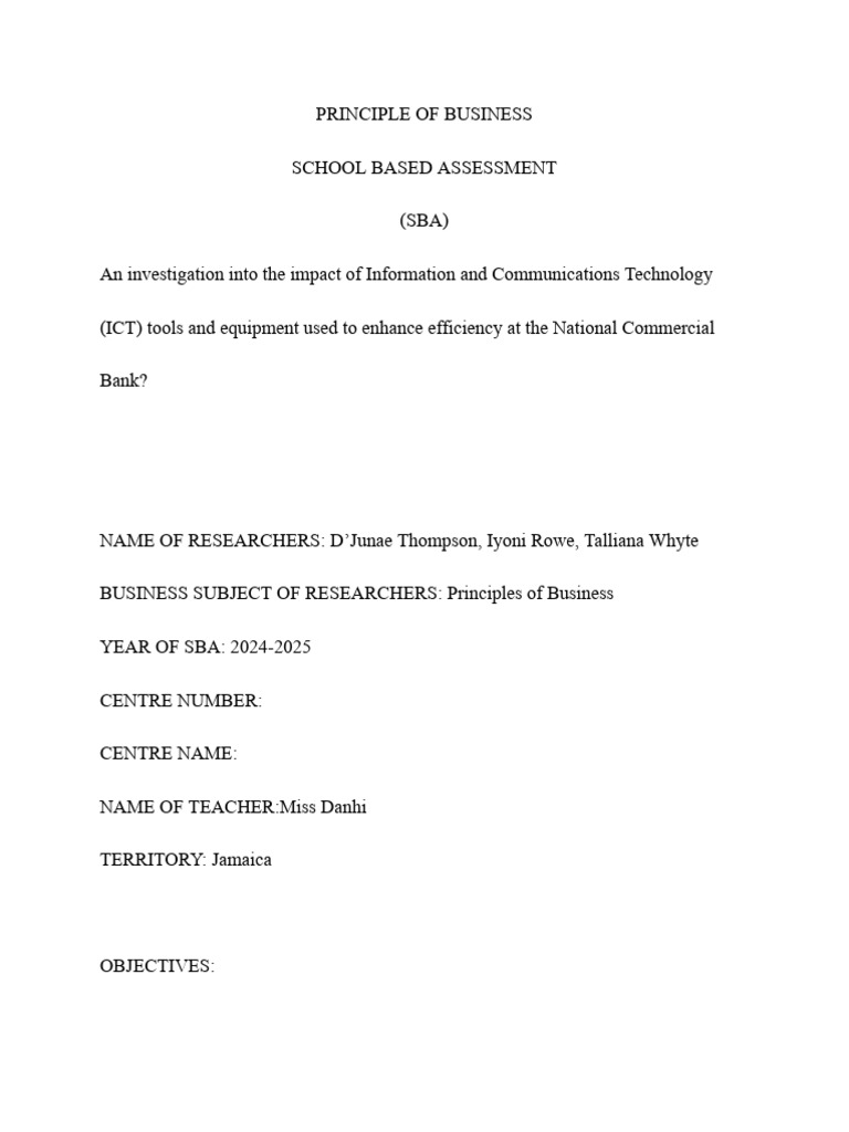 POB SBA | PDF | Information And Communications Technology | Questionnaire