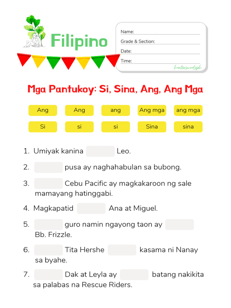 Filipino - Paggamit NG Mga Pantukoy Sa Pangungusap | PDF
