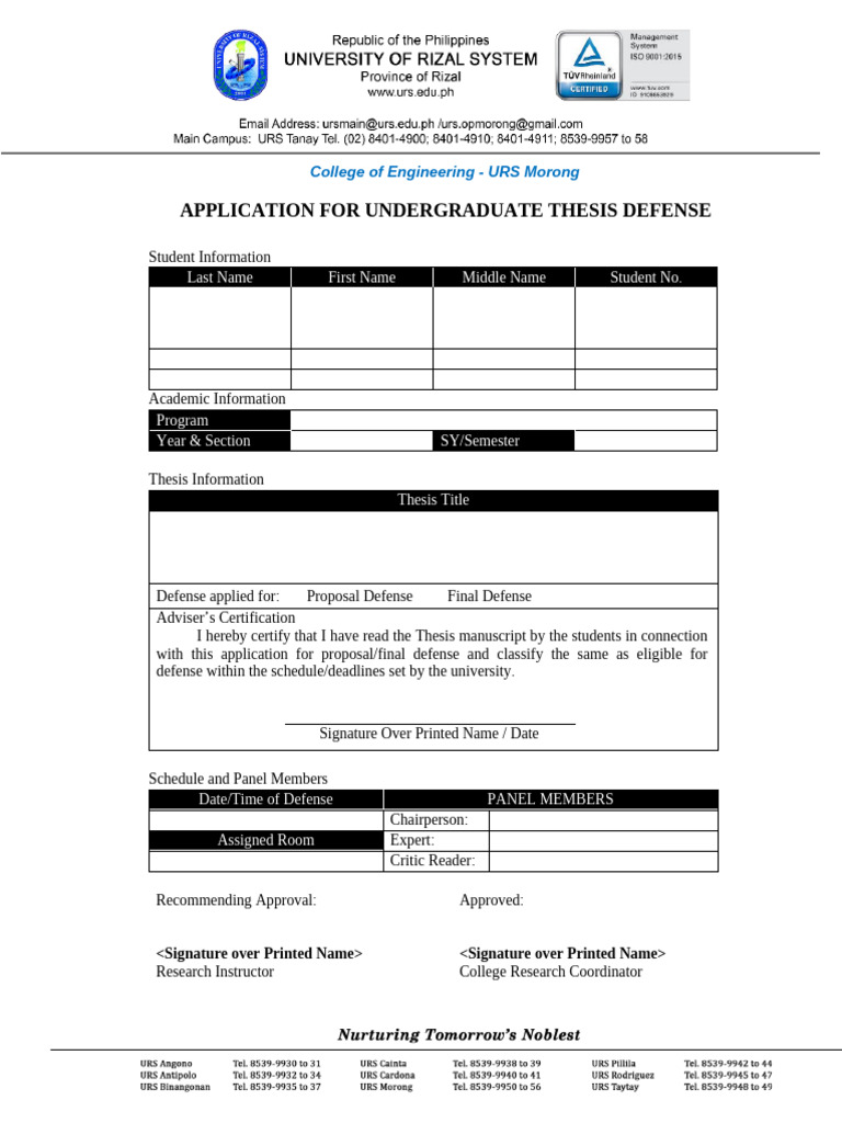 1 Application For Thesis Defense | PDF