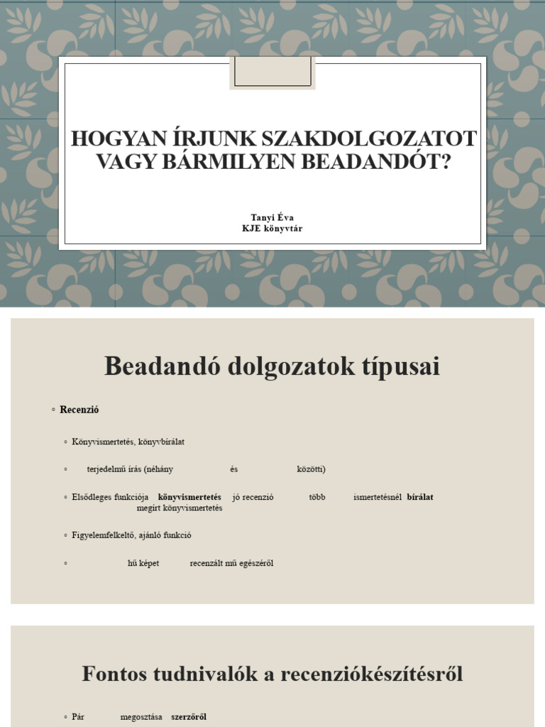 Beadandó Feladatok - Minta | PDF
