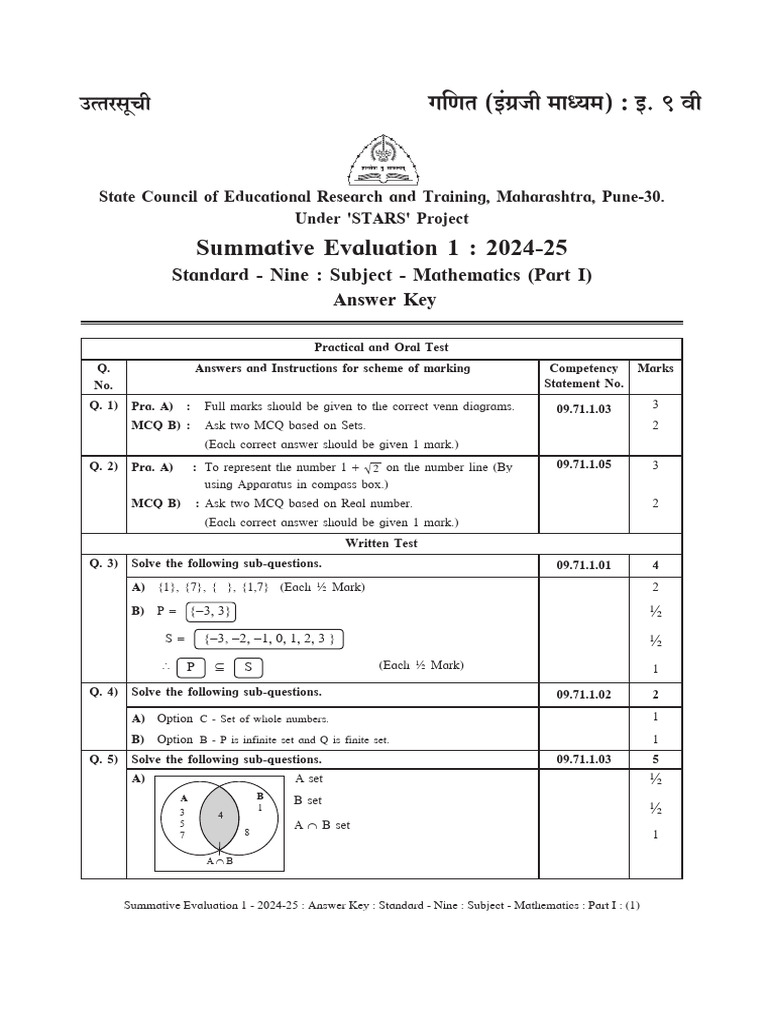 6) Std_9th_Maths_Part I_ Answerkey_241024_195442 | PDF | Multiple ...