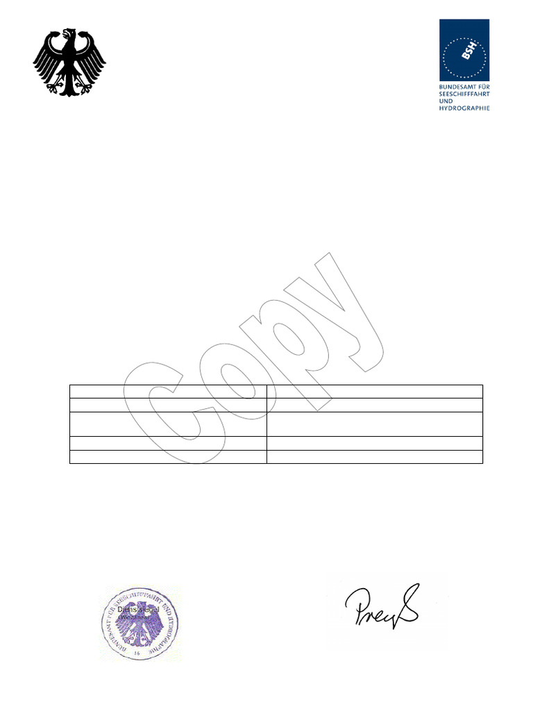 BSH IMO Certification 308432 | PDF