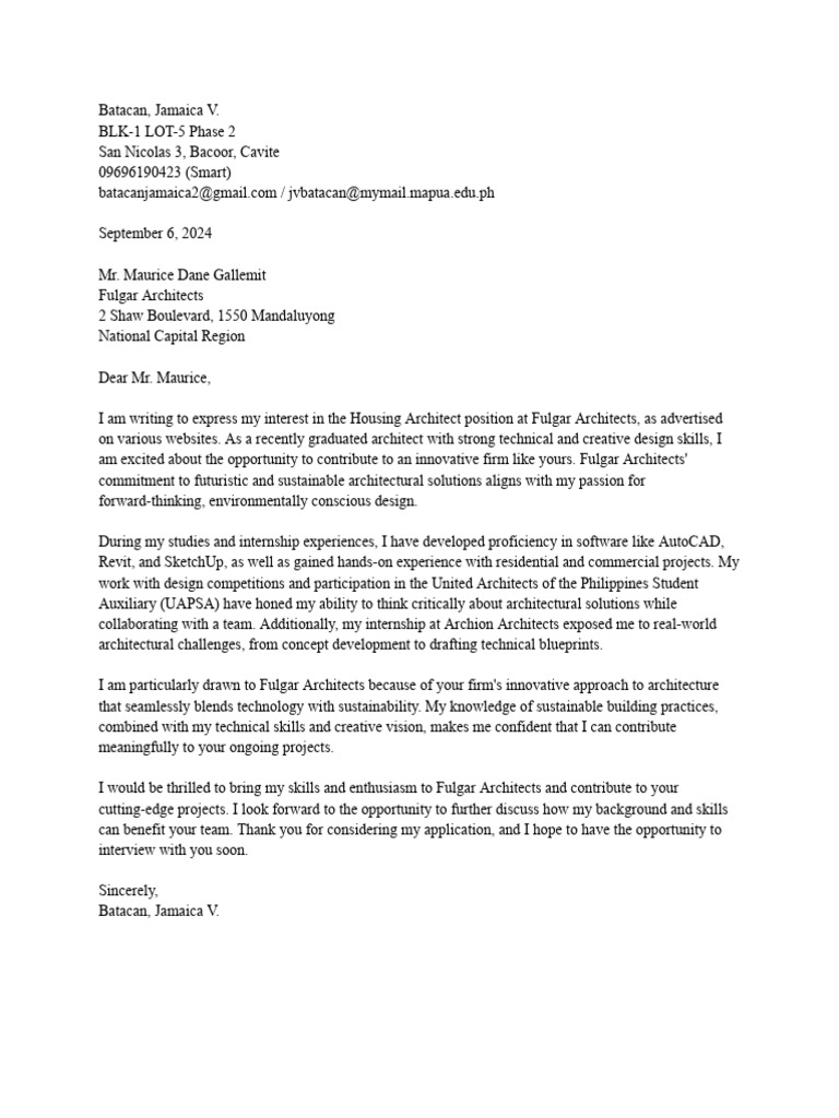 Application Letter Batacan. | PDF