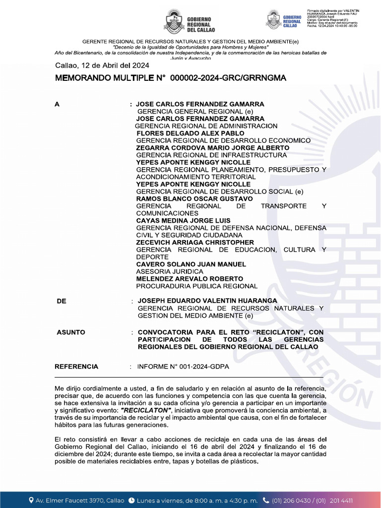 MEMORANDO MULTIPLE-000002-2024-GRRNGMA (2) | PDF