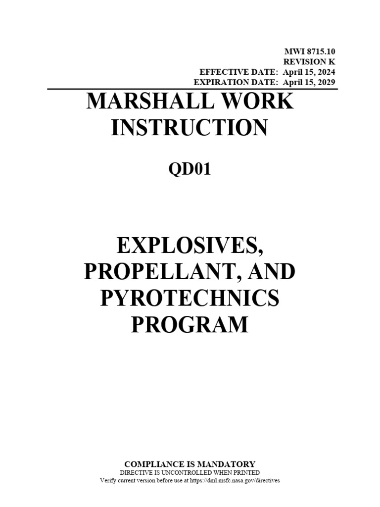 Explosives, Propellant, and Pyrotechnics Program - REV - K ...