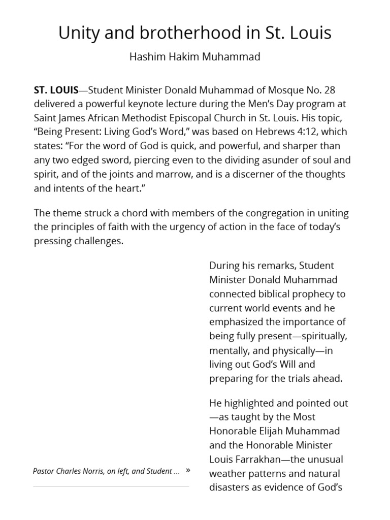 Unity and Brotherhood in St. Louis Final Call Digital Edition - The ...