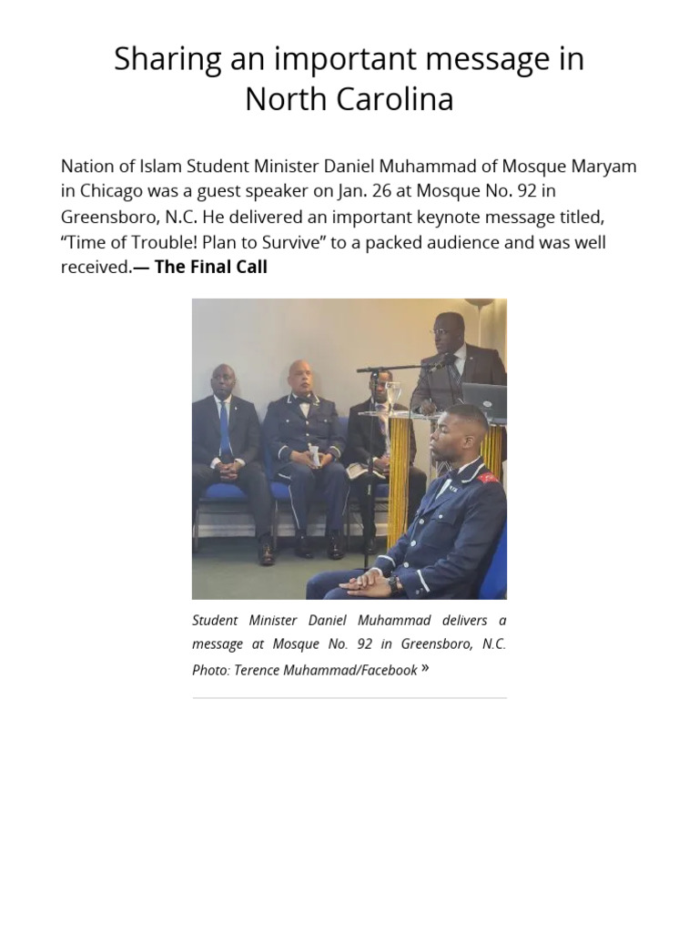 Sharing an important message in North Carolina Final Call Digital ...