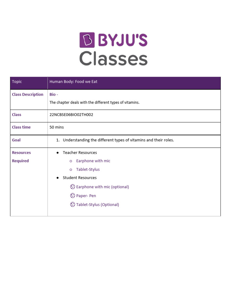 Cbse C5 Food and Health TH02 TD | PDF | Vitamin | Foods