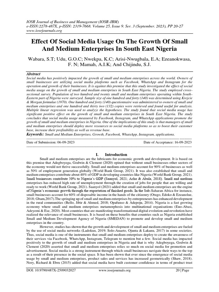 Effect_Of_Social_Media_Usage_On_The_Grow (1) | PDF | Small And Medium Sized Enterprises | Social ...