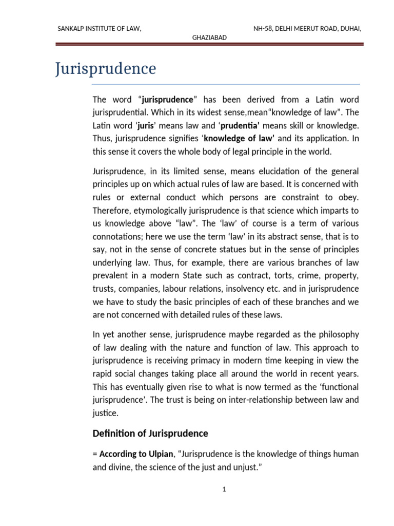 JURISPRUDENCE_-_I | PDF | Jurisprudence | Natural Law