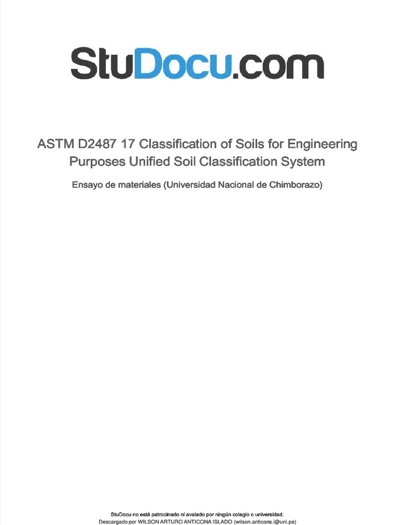 PDF Astm d2487 17 Clasificacion de Suelos Con Propositos de Ingenieria Sucs Compress | PDF ...