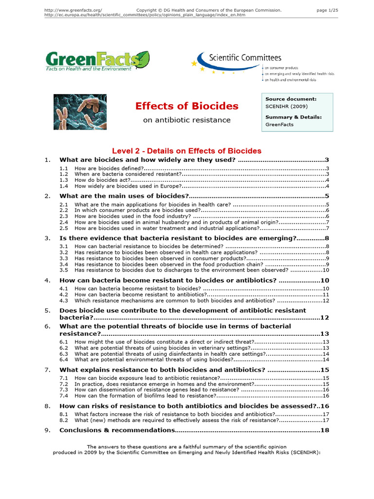 Biocides Antibiotic Resistance Greenfacts Level2 | PDF | Antimicrobial ...