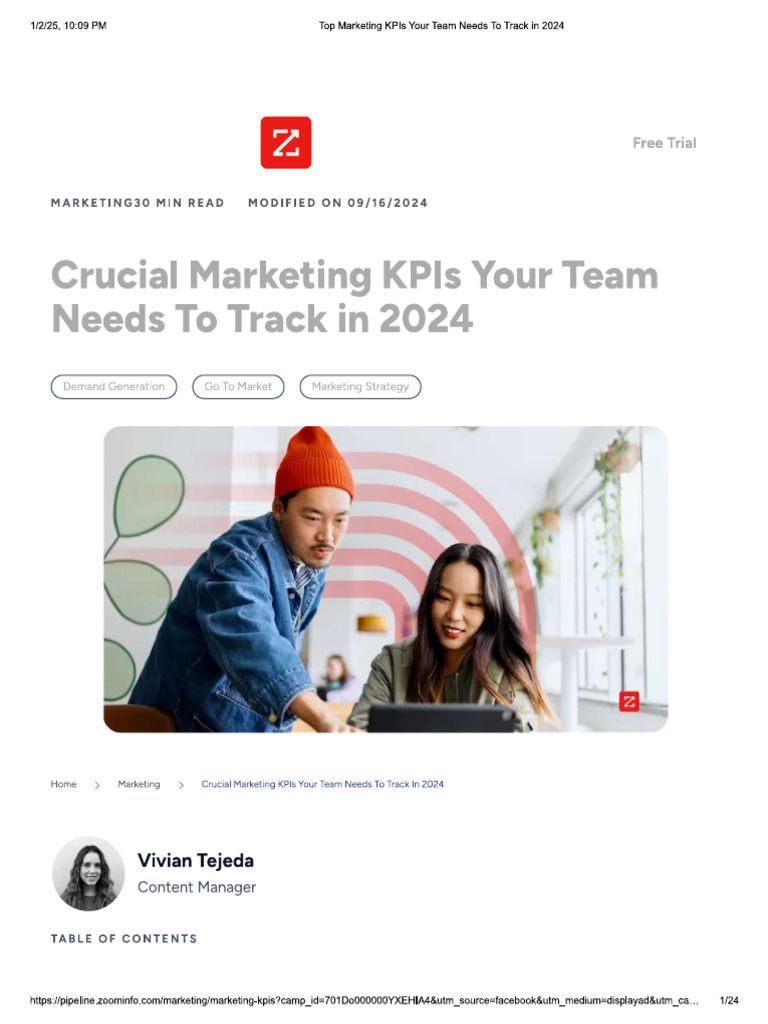 Crucial Marketing KPIs Your Team Needs To Track in 2024 | PDF