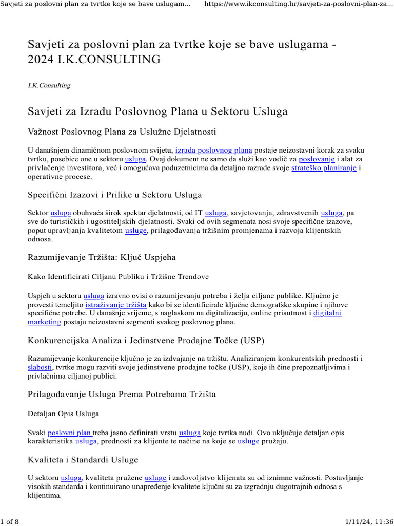 Savjeti za poslovni plan za tvrtke koje se bave uslugama | PDF