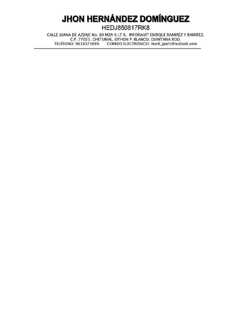Hoja Membretada Jhon | PDF