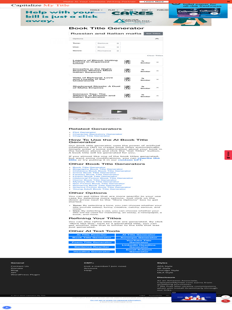 Book Title Generator - Capitalize My Title | PDF