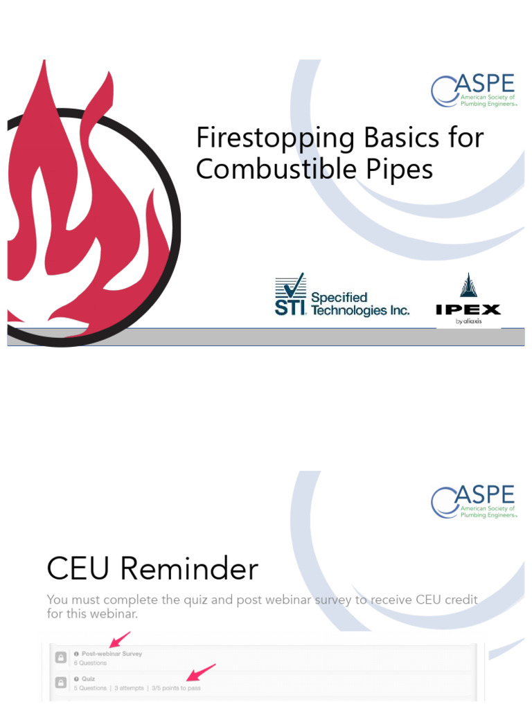 ASPE - IPEX-STI - Plastic Pipe Firestop | PDF | Pipe (Fluid Conveyance) | Screw