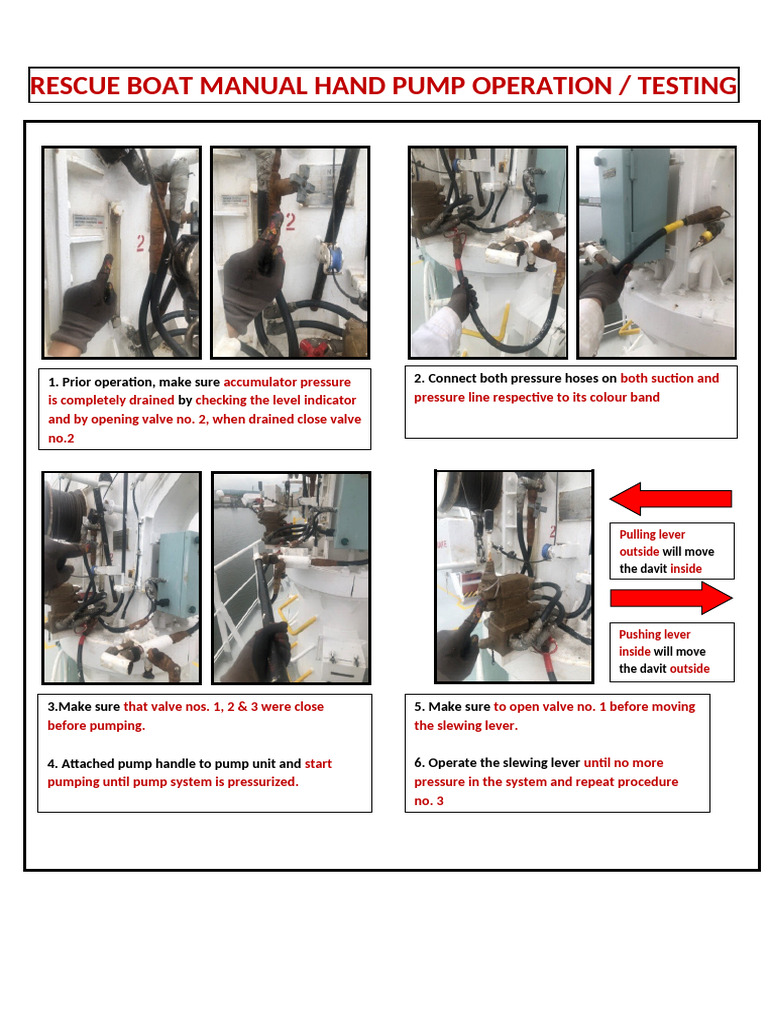 Rescue Boat Manual Pump Operation Guide | PDF