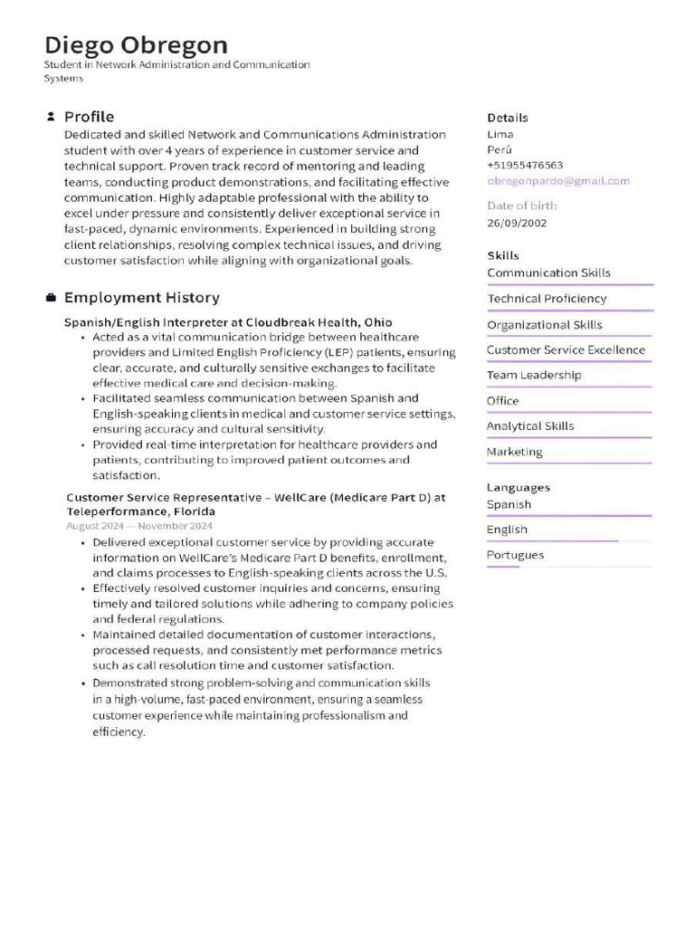 Resume - Diego Obregon (EN) | PDF