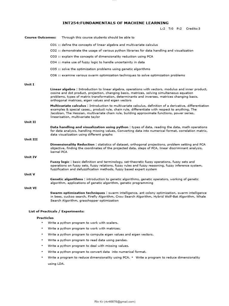 ML Minor Syllabus-Sem-04 | PDF | Machine Learning | Regression Analysis