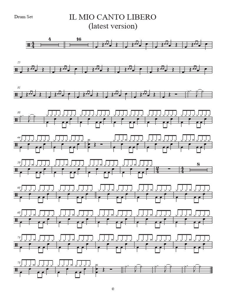 IL MIO CANTO LIBERO BERNESS - Drum Set | PDF