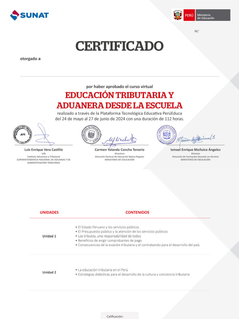 Certificado Peru Educa | PDF