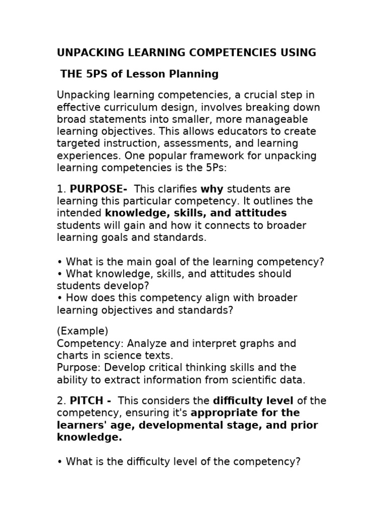 5Ps of LP and ABCD Model | PDF | Learning | Educational Assessment