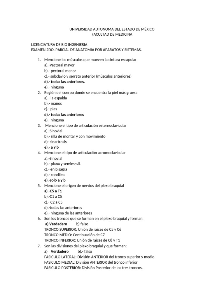 2do. Parcial Anatomia 2024 BIM | PDF | Mano | Sistema musculoesquelético