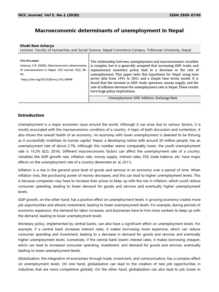5 Khubi Ram Acharya (2020) D | PDF | Unemployment | Macroeconomics