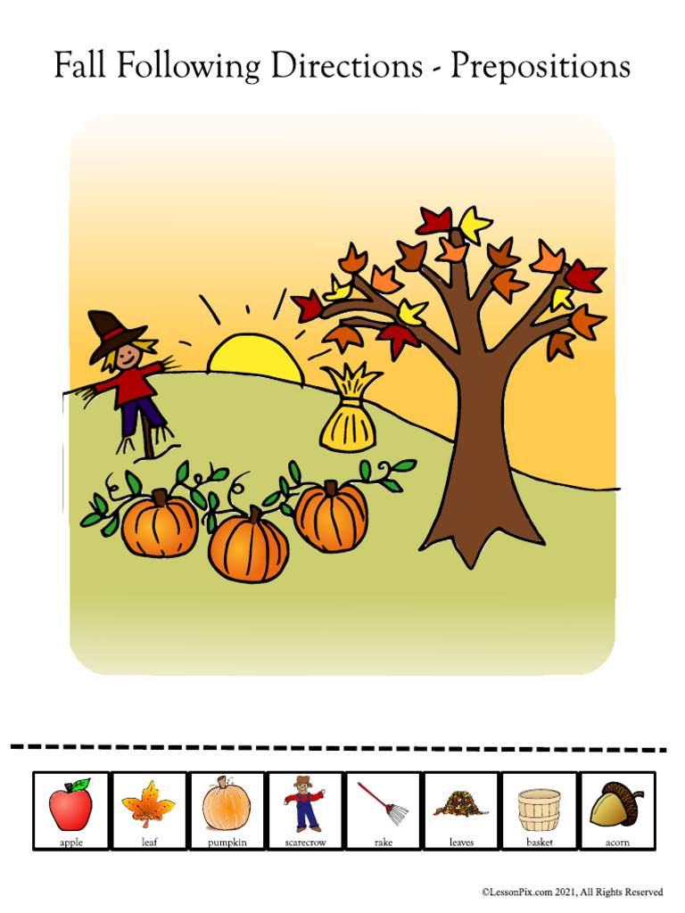 Fall Following Directions - Prepositions-Material - 15177333 | PDF