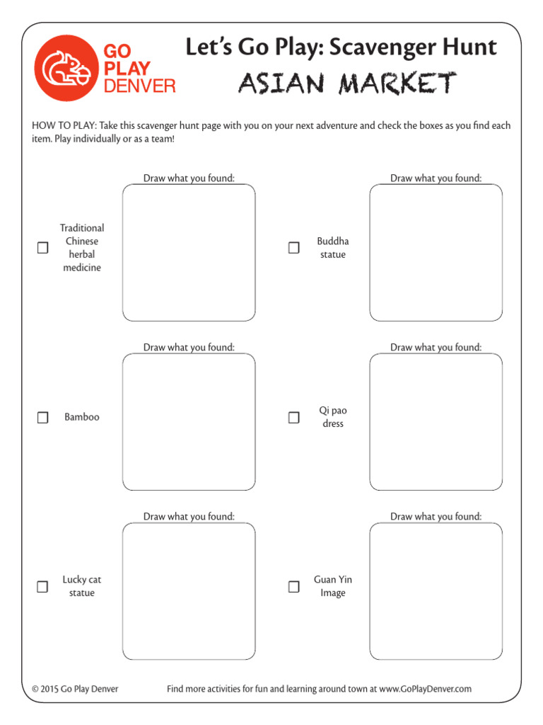 Asian Market Scavenger Hunt | PDF