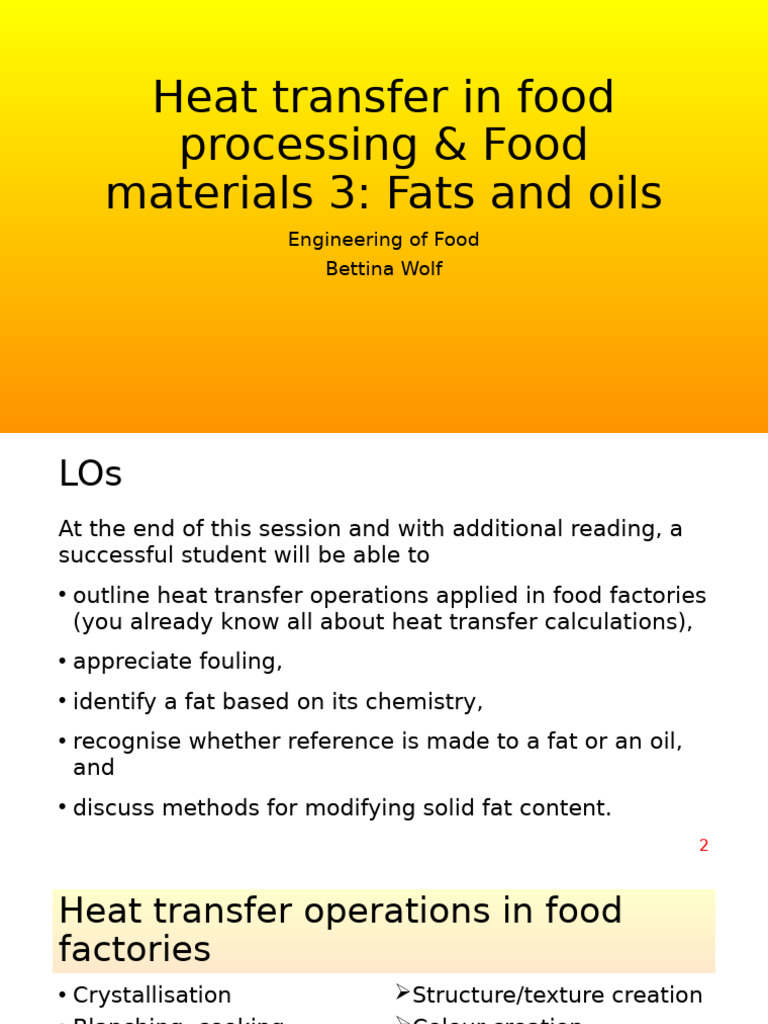 Session 4_Heat Transfer_Food Materials 3 | PDF | Fat | Heat Exchanger