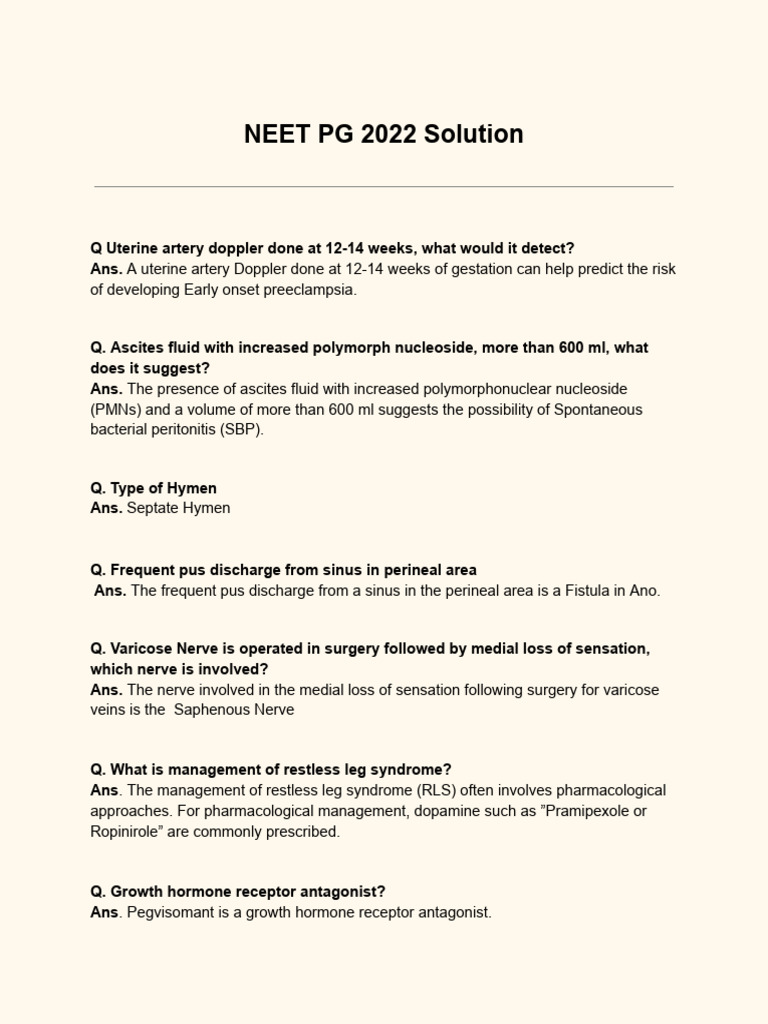 NEET_PG_2022_Solution_b030ef99940a6783768e6c1be6bbf31c | PDF | Medical ...