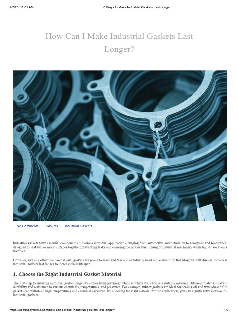 6 Ways To Make Industrial Gaskets Last Longer | PDF | Wear | Materials