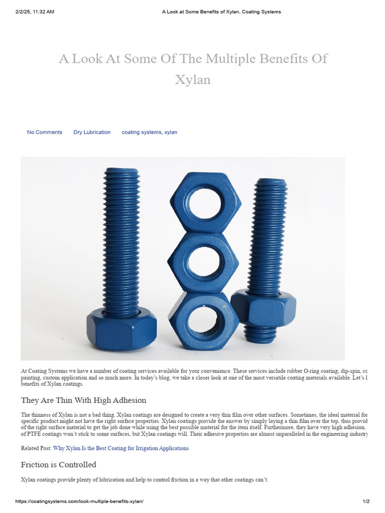 A Look at Some Benefits of Xylan, Coating Systems | PDF | Friction ...
