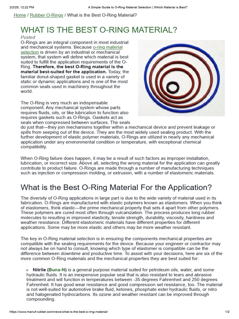 A Simple Guide to O-Ring Material Selection _ Which Material is Best ...