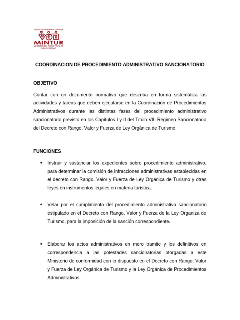 Coordinacion de Procedimiento Administrativo Sancionatorio | PDF