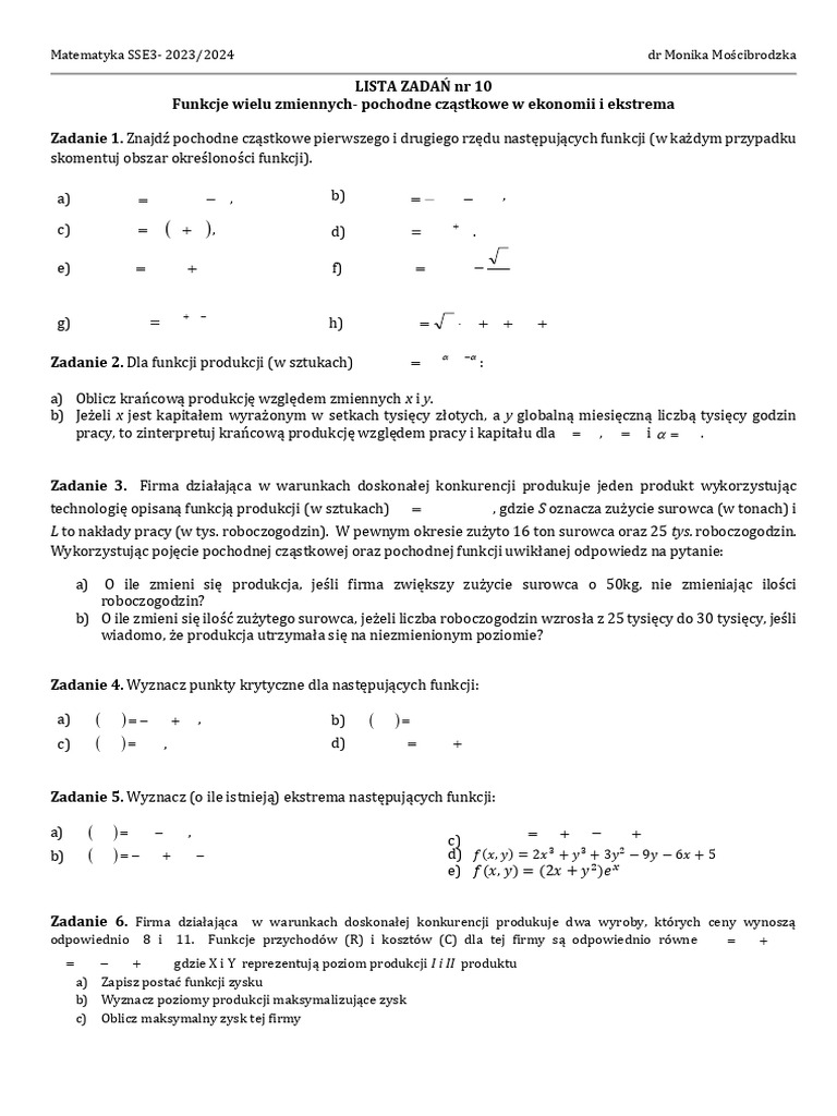 Mat - Lista 10 | PDF