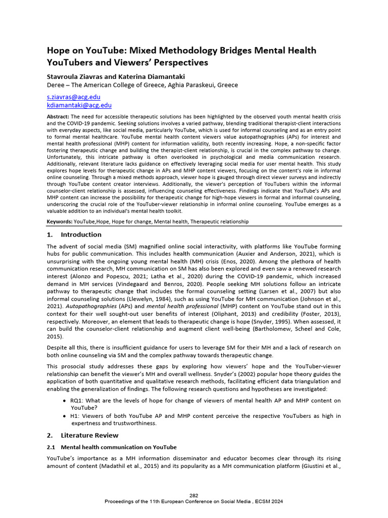 Hope On YouTube Mixed Methodology Bridge | PDF | Psychotherapy | Psychology