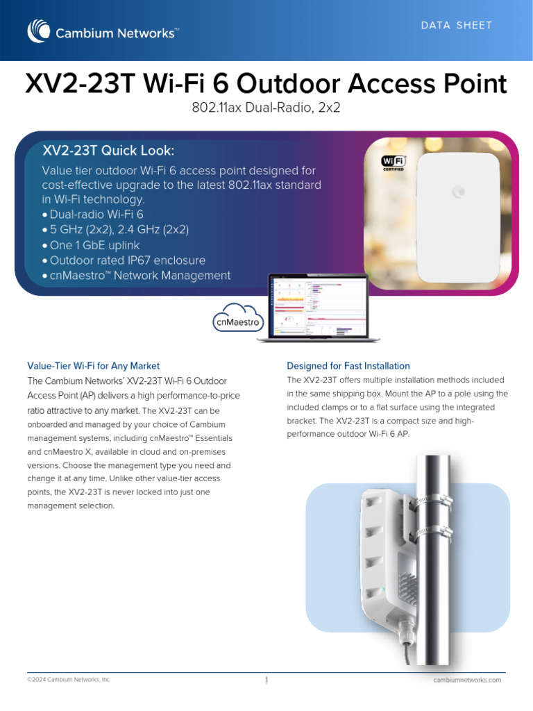Cambium_Networks_data_sheet_WiFi-6_XV2-23T_AP (1) | PDF | Computer ...