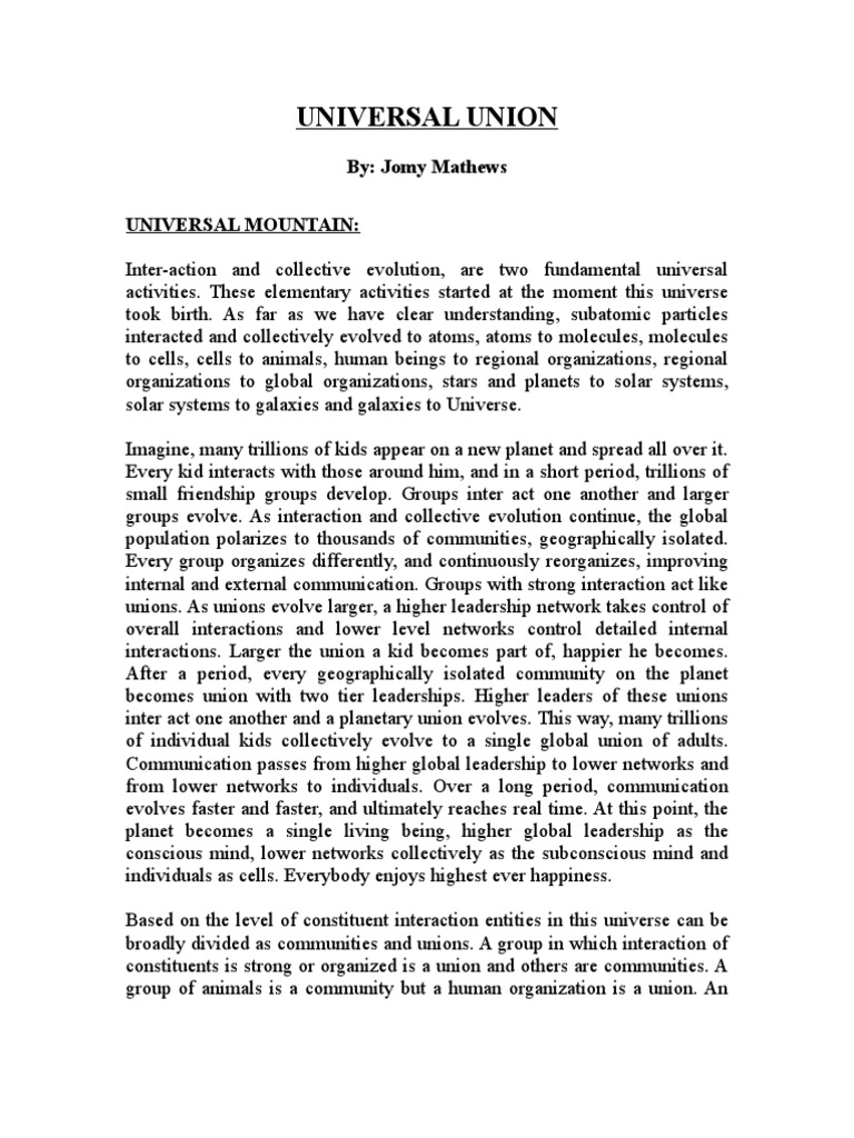 Universal Union | PDF | Evolution | Conscience